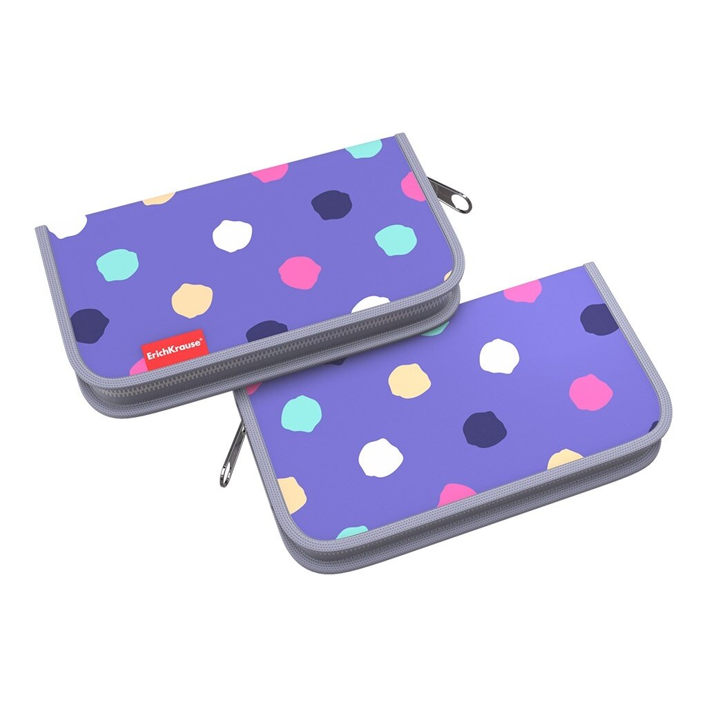 Пенал 1 отделение Erich Krause "Dots", 205*135*30 мм, с наполнением 18 предметов, 46214