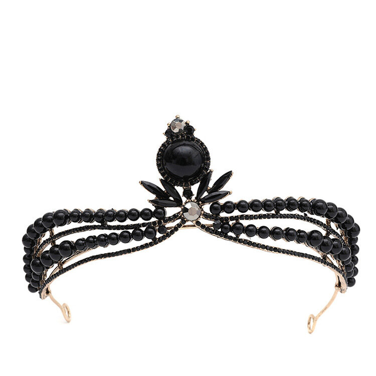 Корона "Корона принцессы", сплав, бриллиант, жемчуг, цвет №3 древнее золото, черная