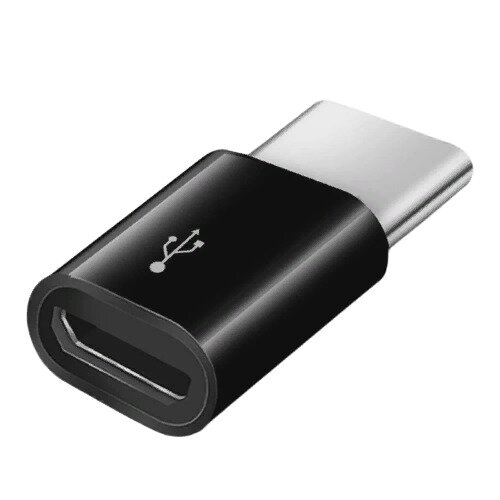 Адаптер-переходник MicroUSB/USB type C OTG, black, короткий