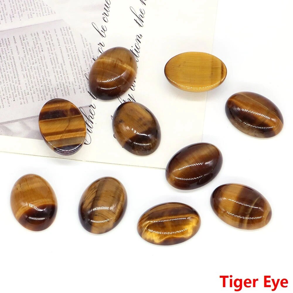 Кабошон черный камень 13x18 мм Коричневый, 5pcs, Tiger Eye