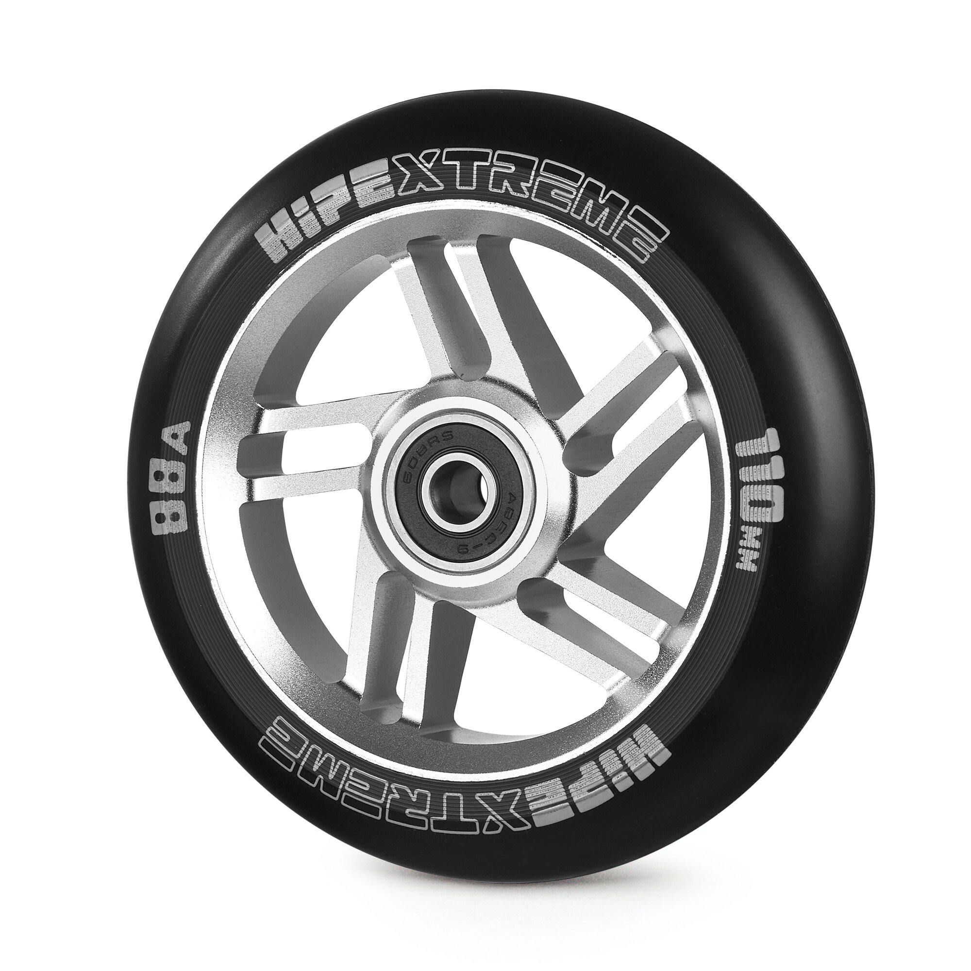 Колесо HIPExtreme 110*24 мм, для трюкового самоката, 110x24 мм, полиуретан, алюминий, серебристое, черное