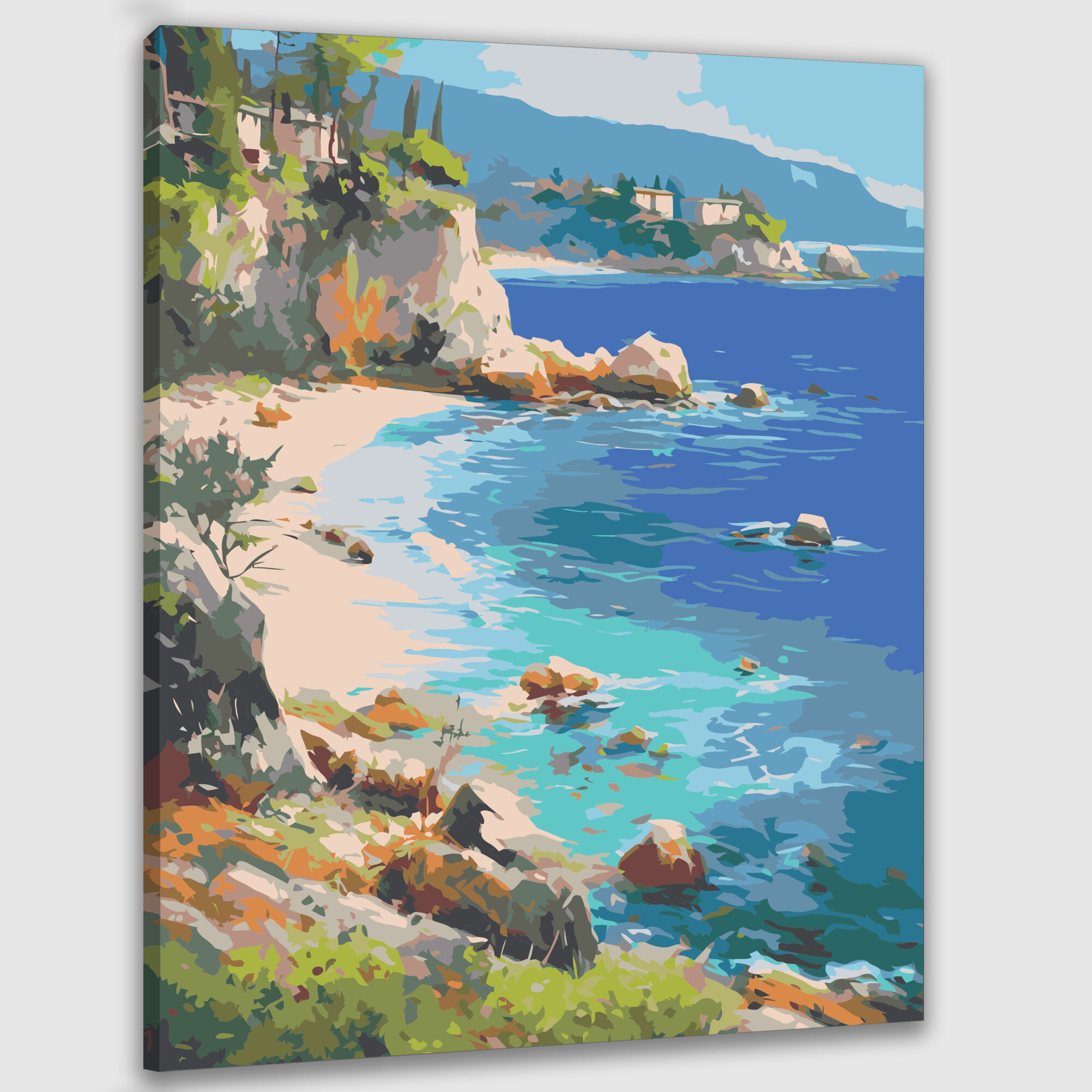 Картина по номерам 40x50 см, картина, масло, живописное побережье, итальянское побережье, Средиземное море
