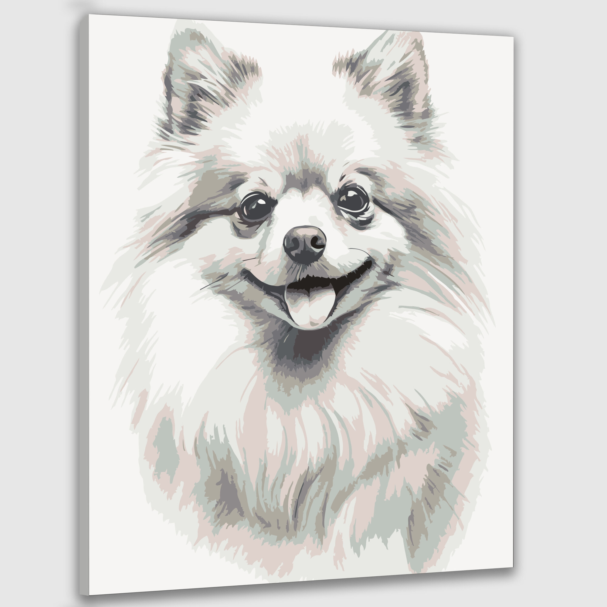 Картина по номерам 40x50 см, картина, набросок, уголь, собака, порода, шпиц, нежная, любящая, натура, мягкие линии