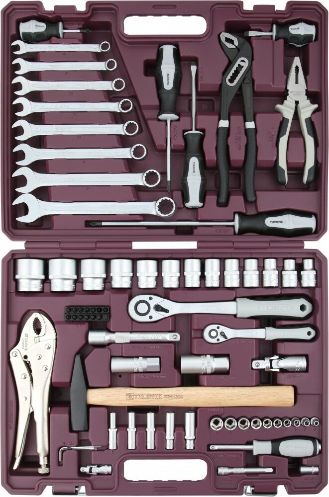 Набор инструмента THORVIK универсальный 1/4", 1/2"DR, 72 предмета (054004), TS072