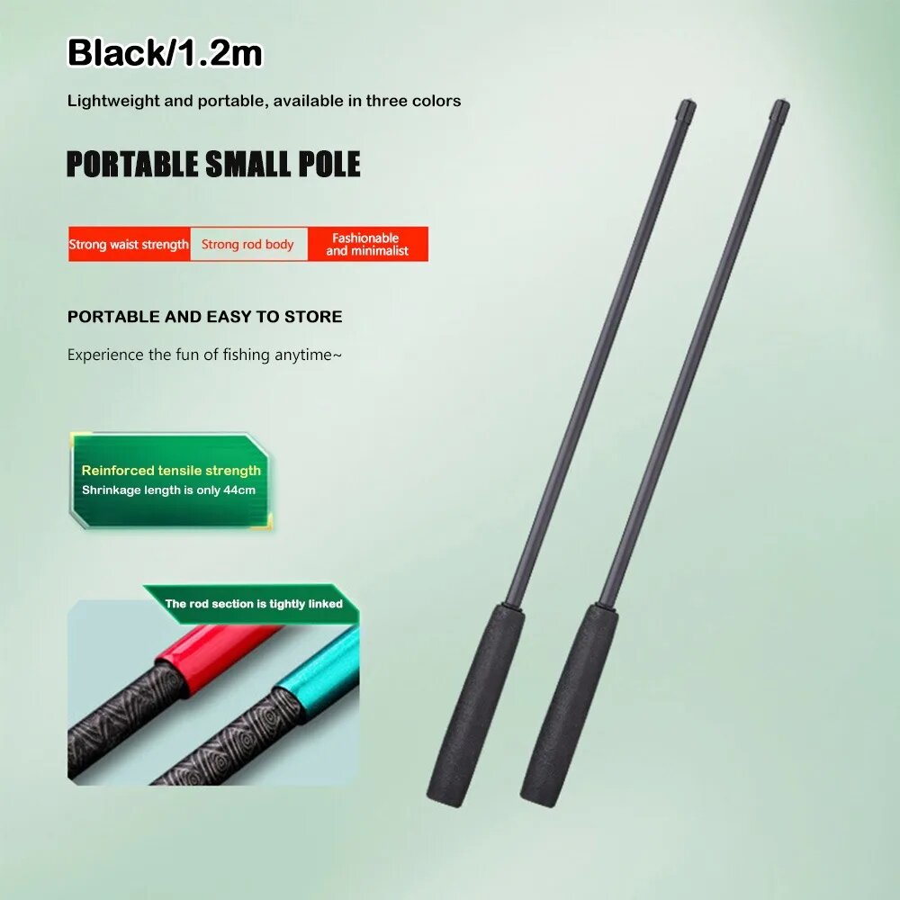 Телескопические удочки из стекло волокна Черный, Black-1.2m