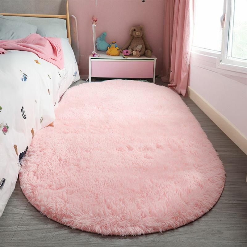 Прикроватный ковер, плюш, розовый, 120x160CM, удобный нескользящий пушистый коврик, можно использовать в спальне гостиной детской комнате