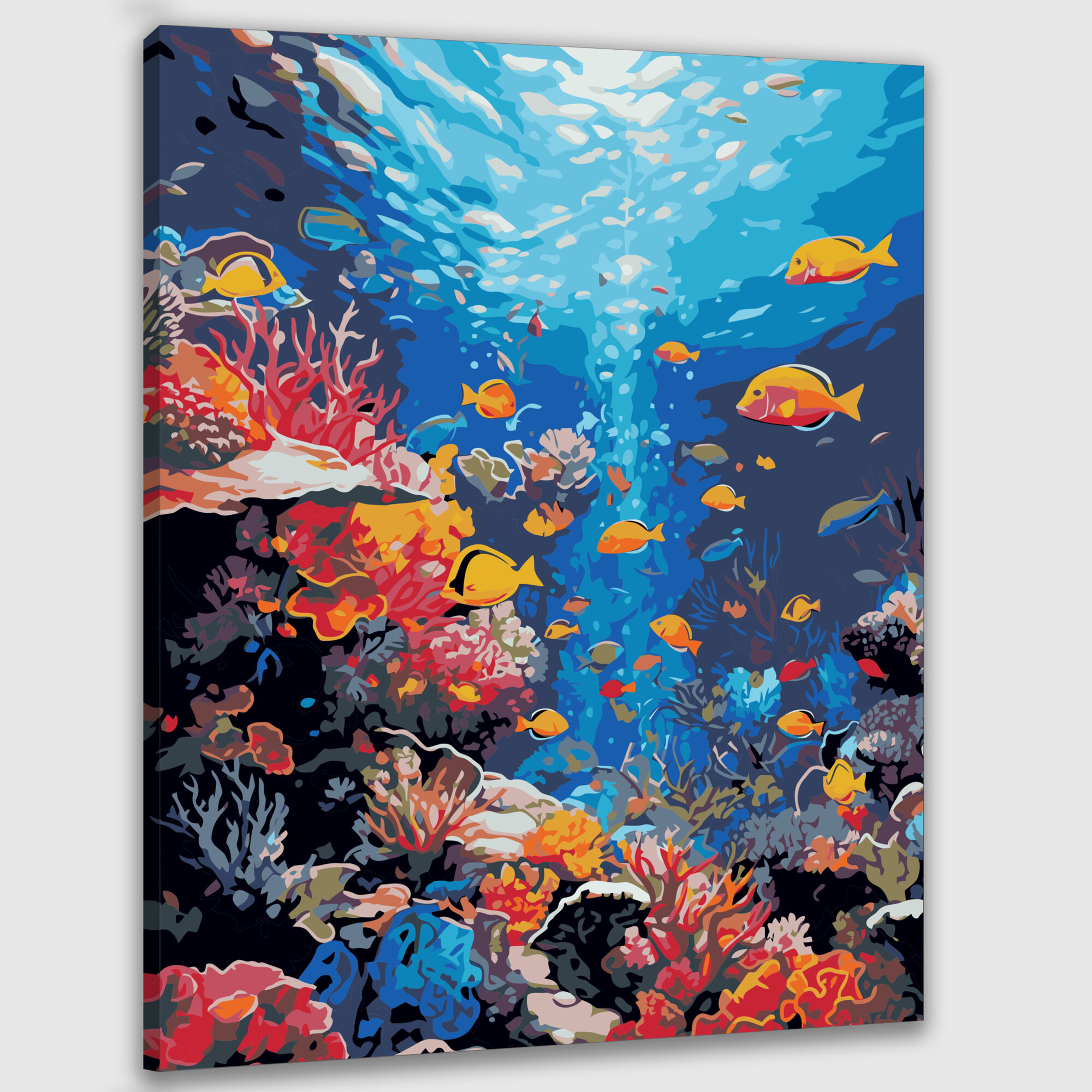 Картина по номерам 40x50 см, акриловая картина, коралловый риф, морская флора, морская фауна, лазурные глубины