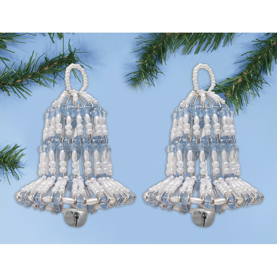 Набор для вышивания елочных украшений Жемчужные колокольчики 5 х 7,5 см DESIGN WORKS 6223