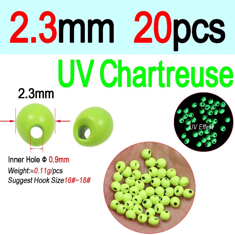 Бусины UV Chartreuse 2.3 мм, 20 шт.