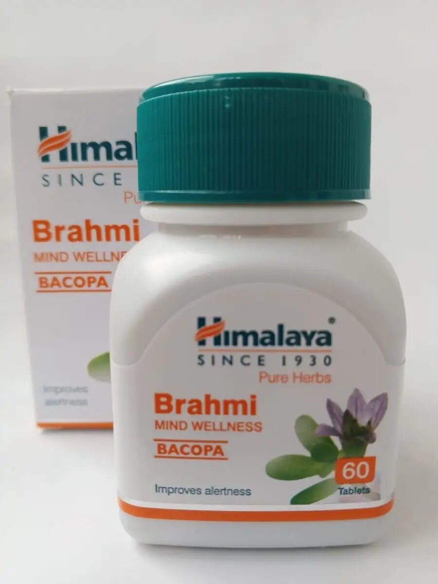 Таблетки Himalaya Herbals Brahmi, для улучшения памяти, аюрведический комплекс, 60 шт.