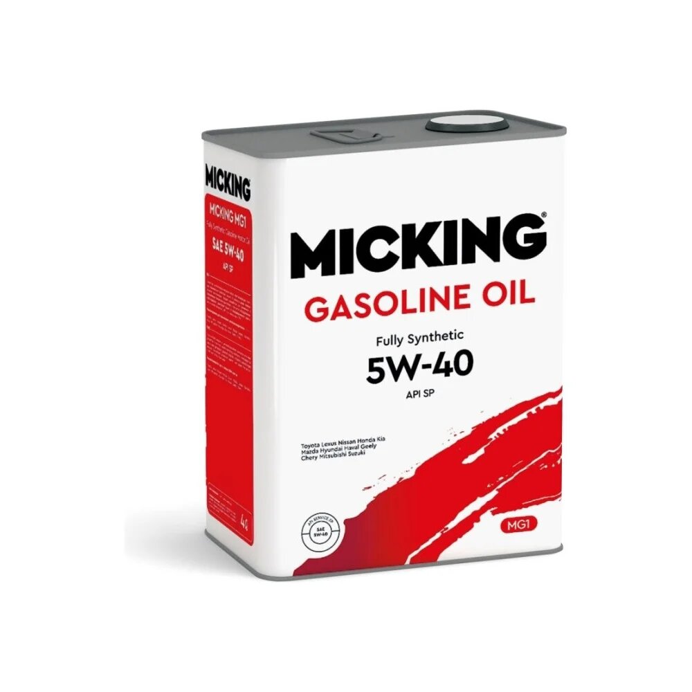 Моторное масло Micking Gasoline Oil MG1 5W-40 синтетическое API SP для бензиновых двигателей 4 л M2134, обеспечивающее