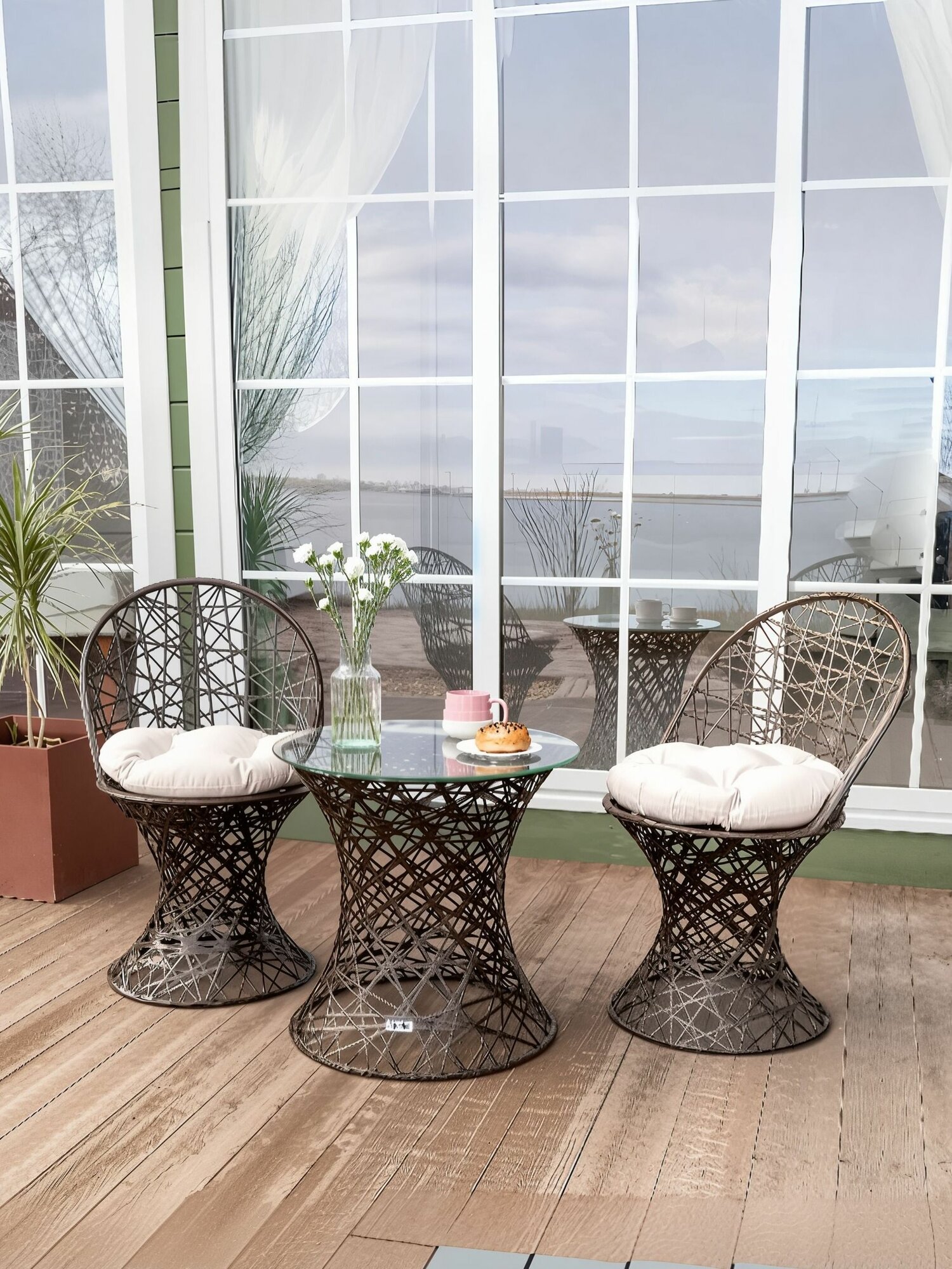 Всепогодный комплект мебели из ротанга для дома и дачи, садовая мебель набор