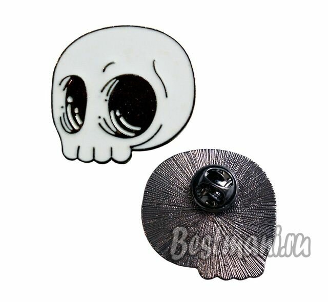 Значок сувенирный череп, белая эмаль, сплав, значки редкие, памятные коллекционные