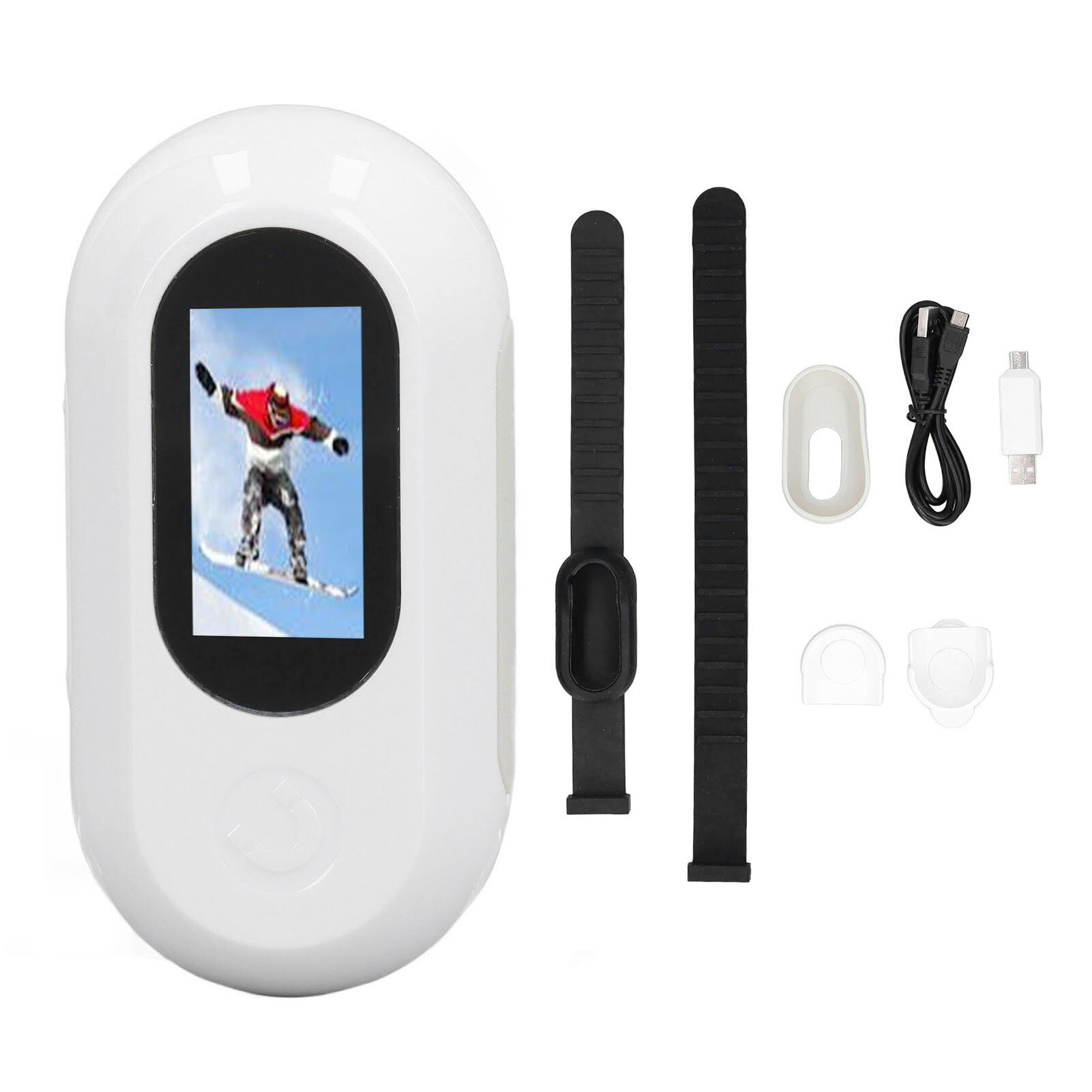 Камера для ошейника для животных, карта памяти 32 ГБ, сверхширокоугольный объектив 160°, запись видео 1080p, экшн-камера для маленьких кошек и собак с ЖК-экраном 0,96 дюйма, белая + силиконовый ошейник для животных