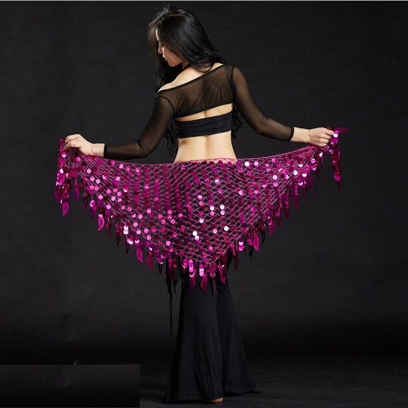 Танцевальный пояс для живота с блестками red 2