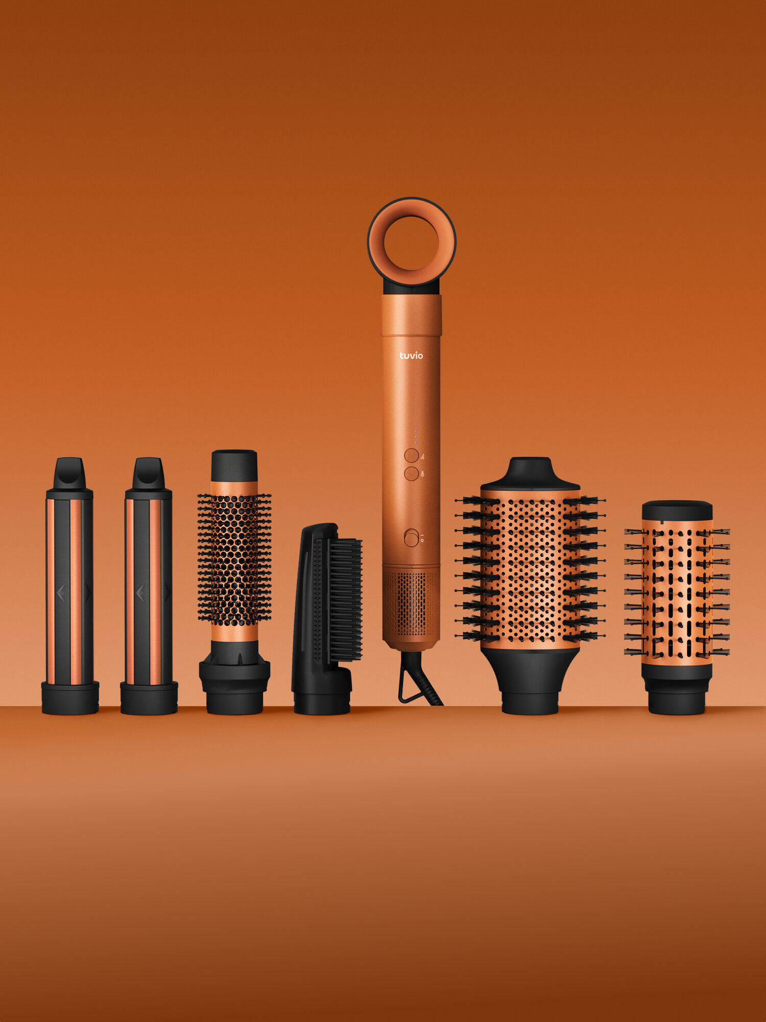 Фен-щетка с ионизацией Tuvio HBI1414, 7 насадок, оранжевый