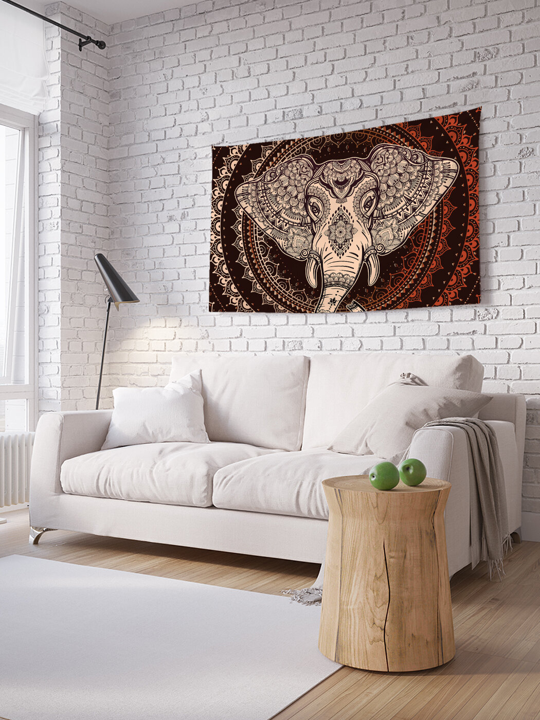 Фотопанно на стену горизонтальный постер 100х150 "Слоновая мандала", JoyArty