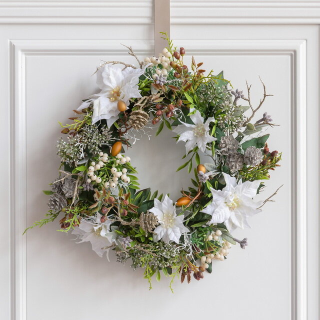 Венок Poinsettia - Безграничность Нежности 28 см, белый, Swerox, E366-W