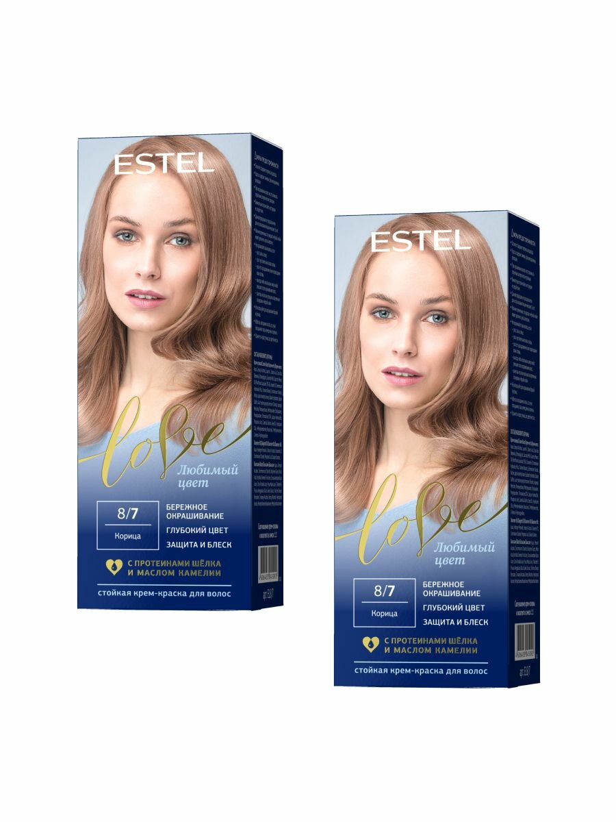 ESTEL Стойкая крем-краска для волос LOVE, тон 8/7 Корица, набор 2шт