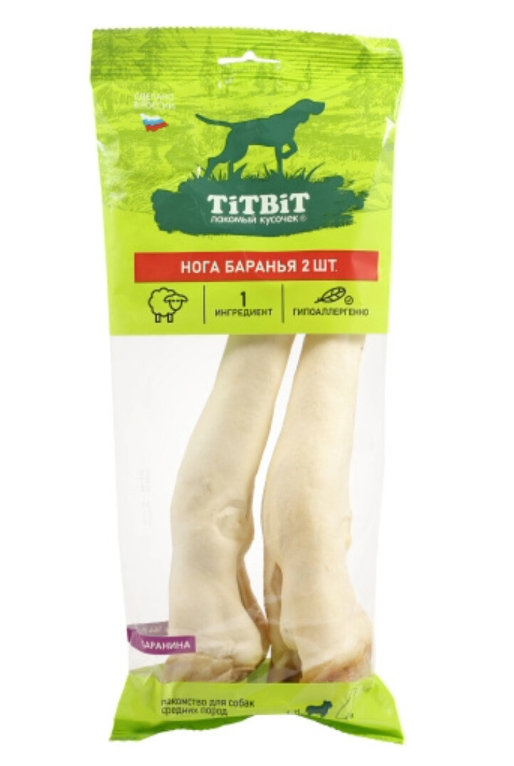 Лакомство для собак средних пород TitBit, нога баранья 164гр 5 шт