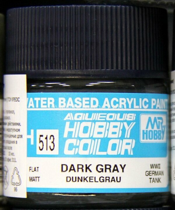 H513 краска водоразбавляемая художественная т. м. MR.HOBBY 10мл DARK GREY WWII GERMAN TANK