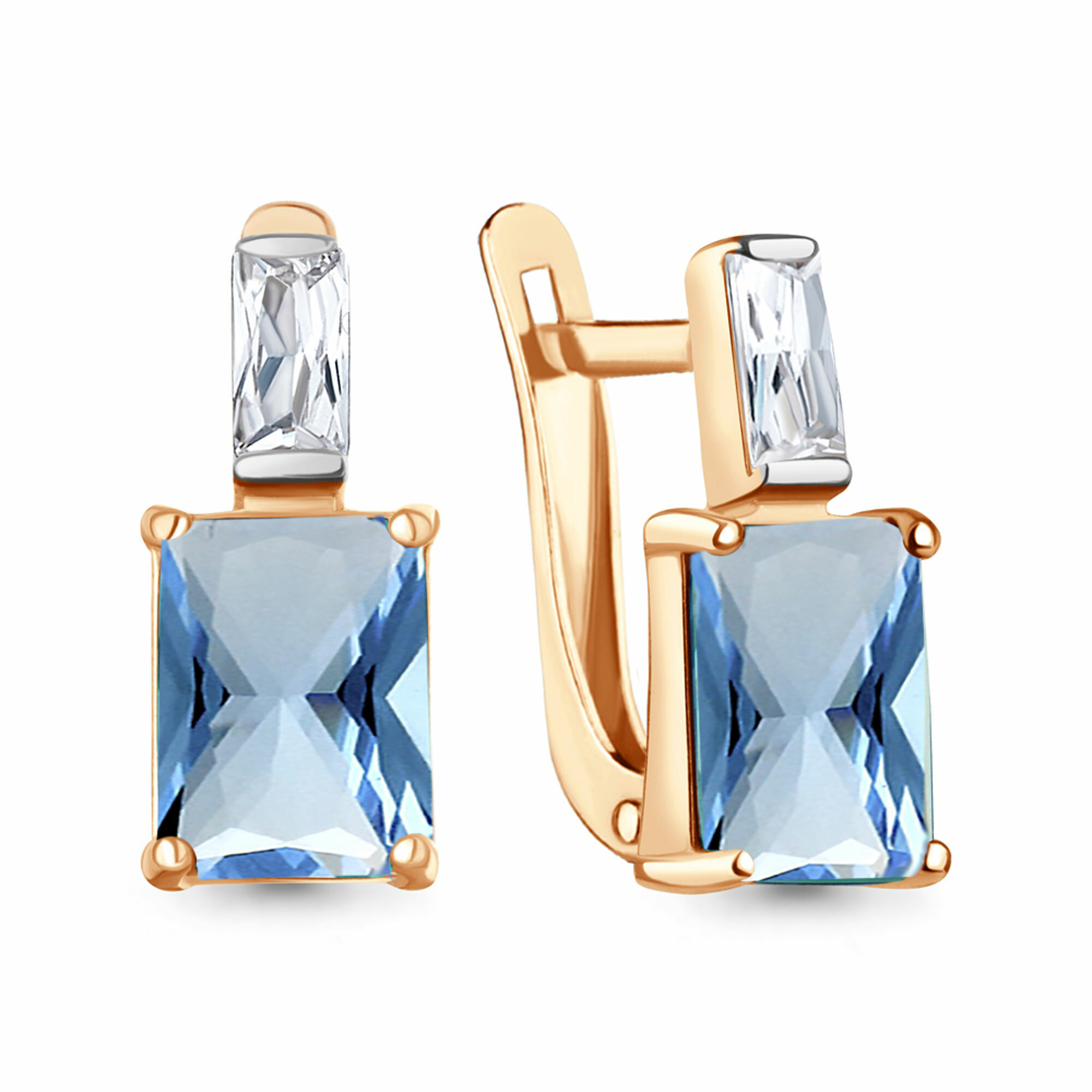 Серьги, серебро, 925 проба, золочение, фианит, турмалин