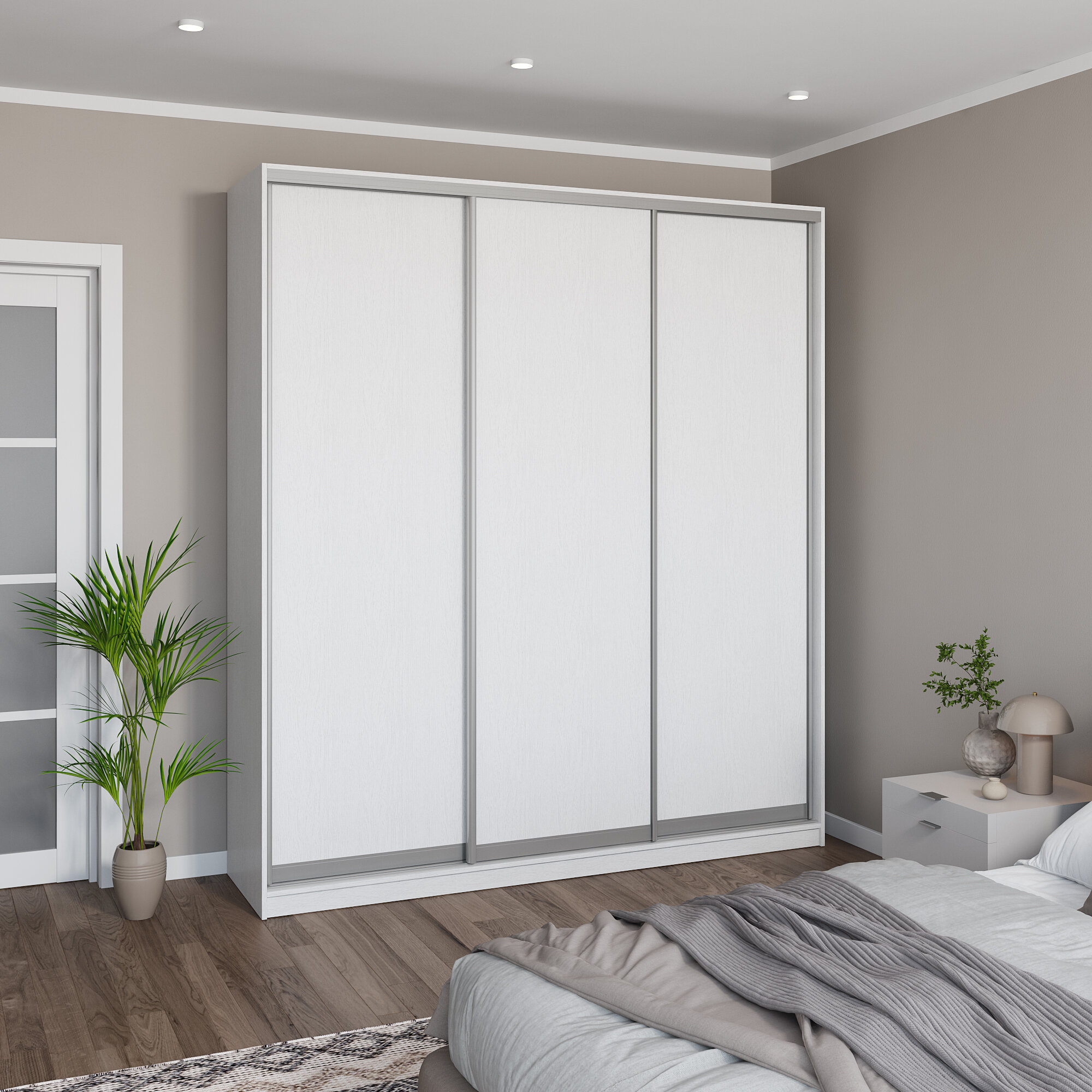 Шкаф купе для одежды "MELIA" белый без зеркал 200 х 58 х 230 см (ШхГхВ)