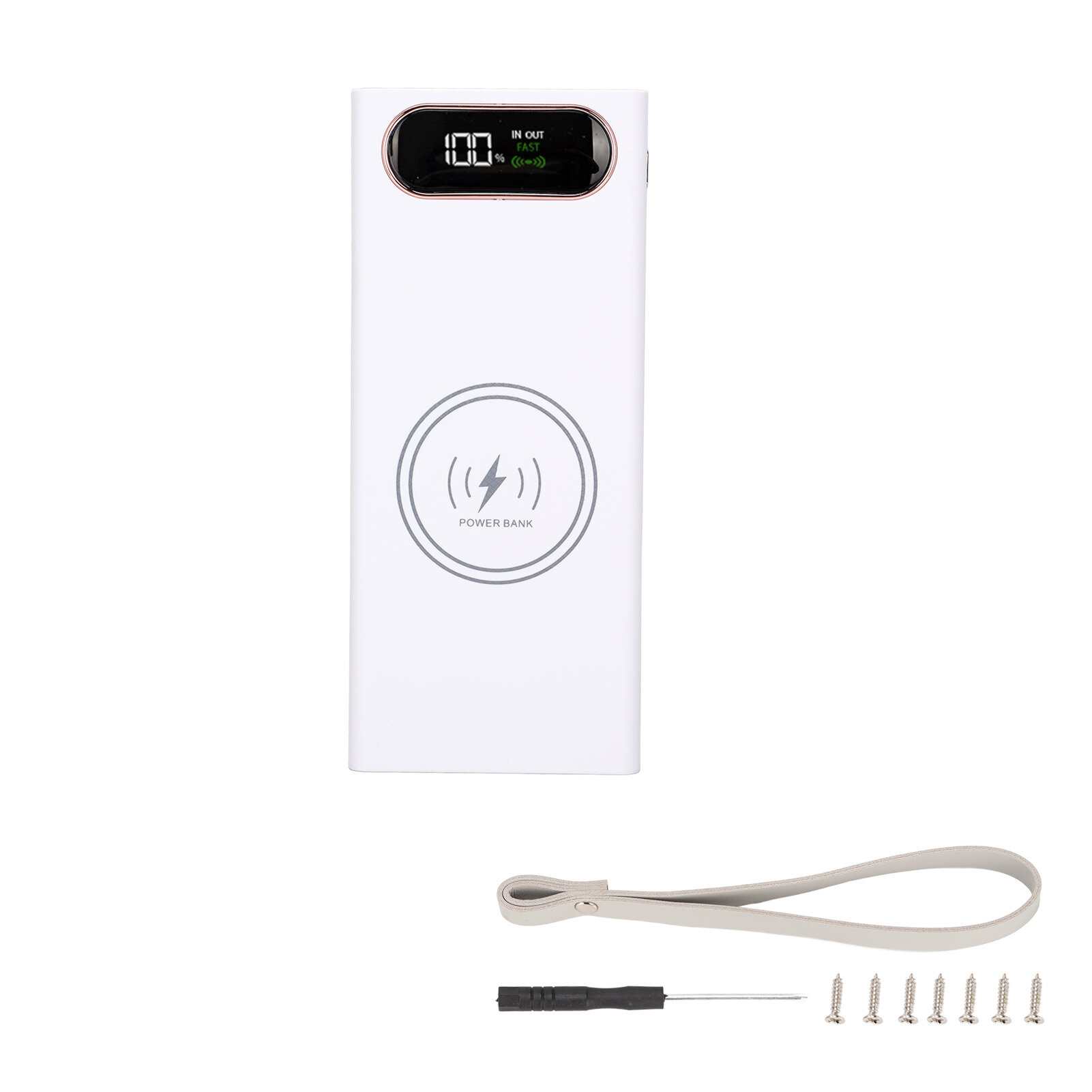 L16 DIY Power Bank 18650 Батарейный блок Быстрая зарядка 22,5 Вт и 15 Вт Беспроводная зарядка Power Bank 2 выходных USB-порта ЖК-дисплей Белый