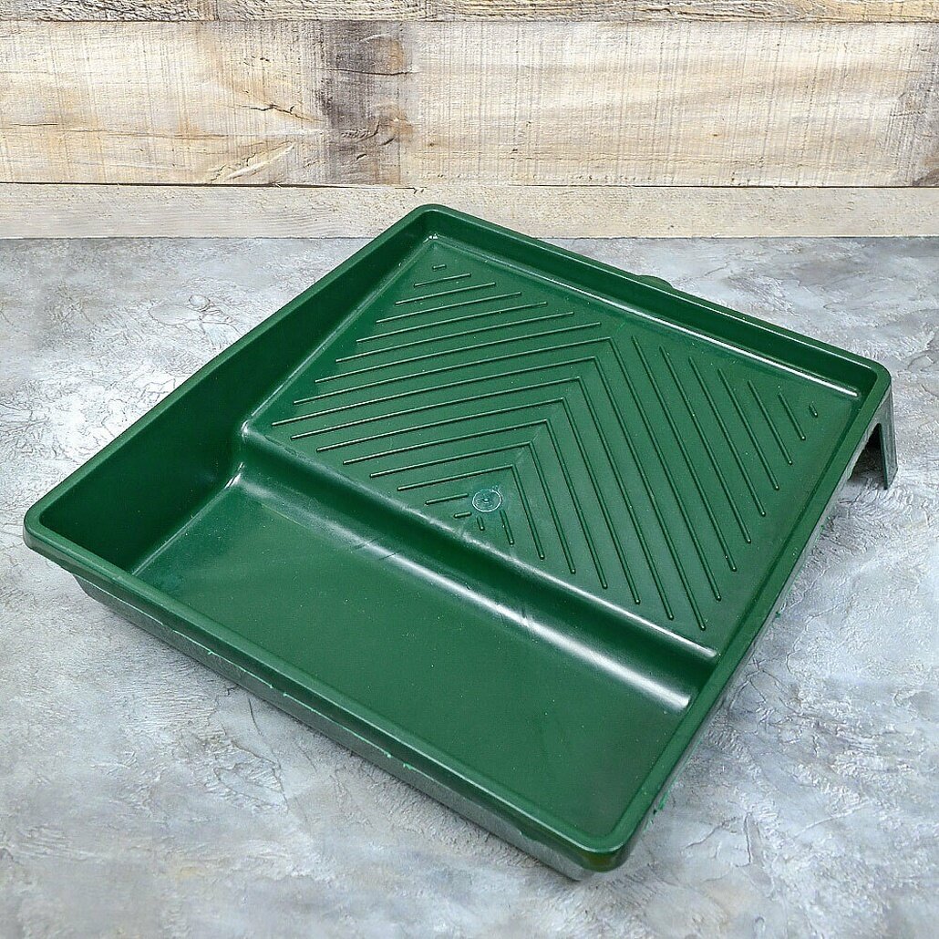 Ванночка для валика, комфортное нанесение краски, пластиковая, средняя, зеленая, 25x26см