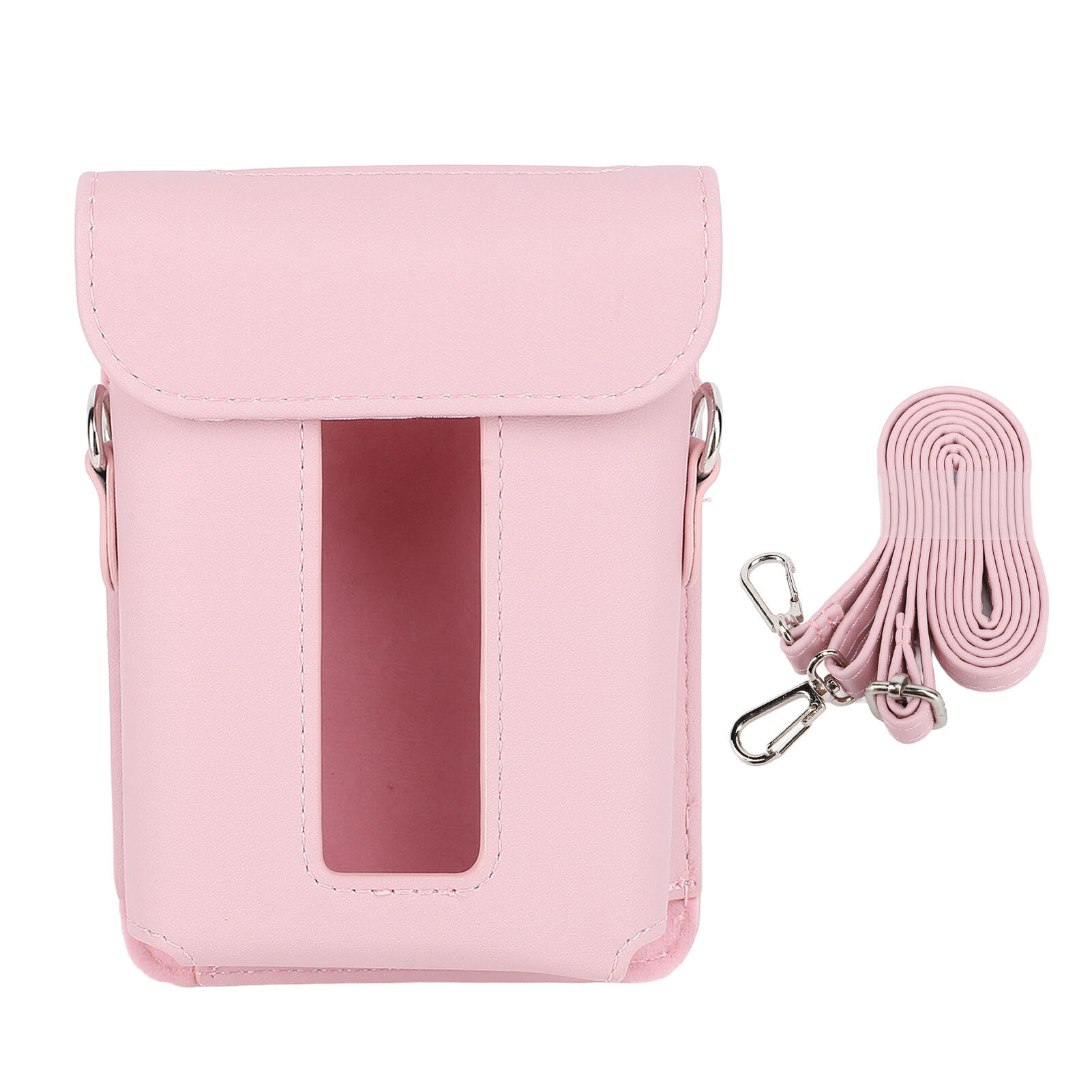 Carrying Case for Link 3 PU Smartphone Printer Protective Case Cover Storage Bag with Shoulder Strap for Travel Pinkish