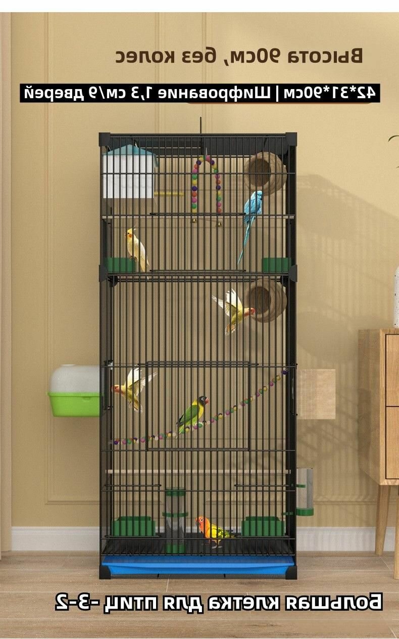 Большая клетка для птиц, 42*31*90 см, девять дверей (без колес), подходит для попугаев и других мелких и средних птиц, черная