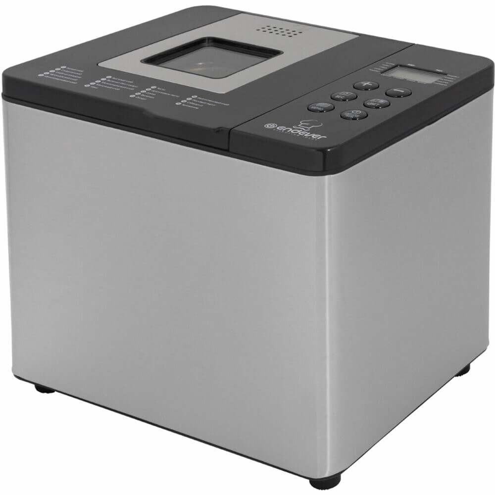 Хлебопечь электрическая Endever Skyline MB-54, стальной, мощность 750 Вт, LСD дисплей, вес выпечки 500-750 г, 19 автопрограмм, 2 шт/уп.