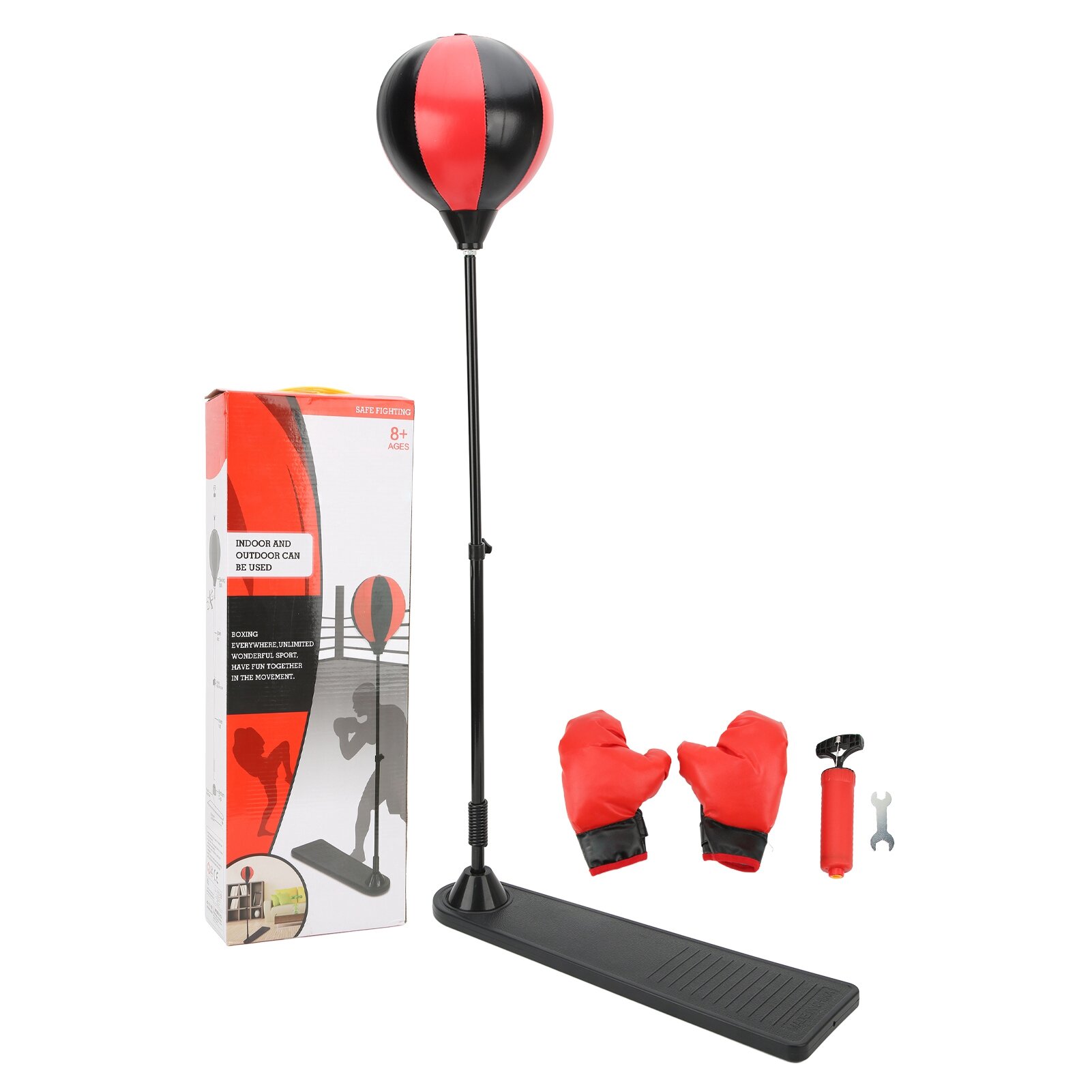 Боксерская груша для детей, устойчивое основание, регулируемая высота, высокая эластичность, простая сборка, боксерская груша для детей со стойкой и перчатками.