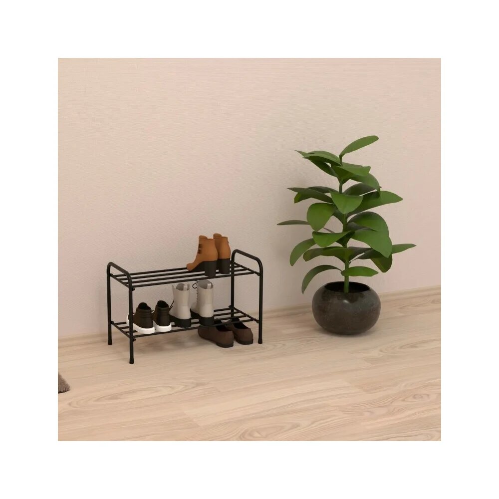 ЗМИ Обувница / Этажерка для обуви Альфа 22 / 2 полки / 6 пар обуви / цвет черный ПДОА22 Ч ПДОА22 Ч