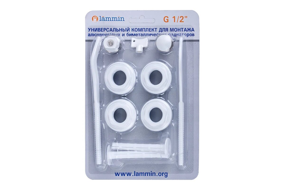 Набор для радиатора 1/2, 2 кронштейна "Lammin", металл, пластик, силикон