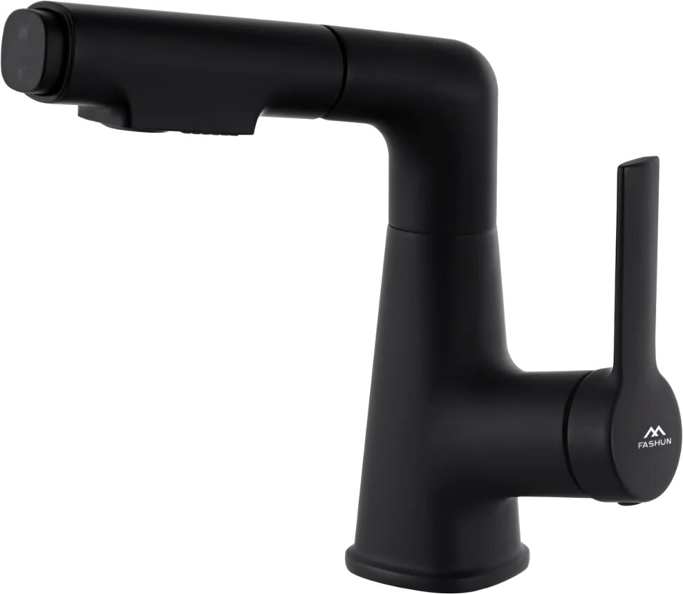 Смеситель для раковины Fashun A4018-7 черный, матовый, кран для ванной в раковину, из латуни, рычажный, с керамическим картриджем