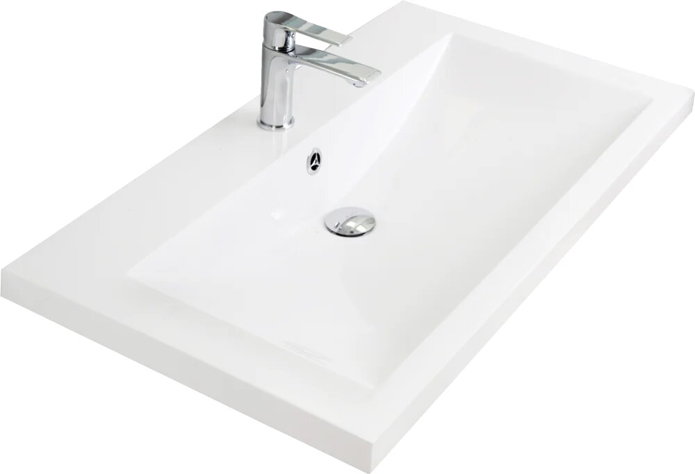Мебельная раковина Art&Max AM-LAV 75 из искусственного мрамора, раковина для ванной, со сливом-переливом, белая, прямоугольная