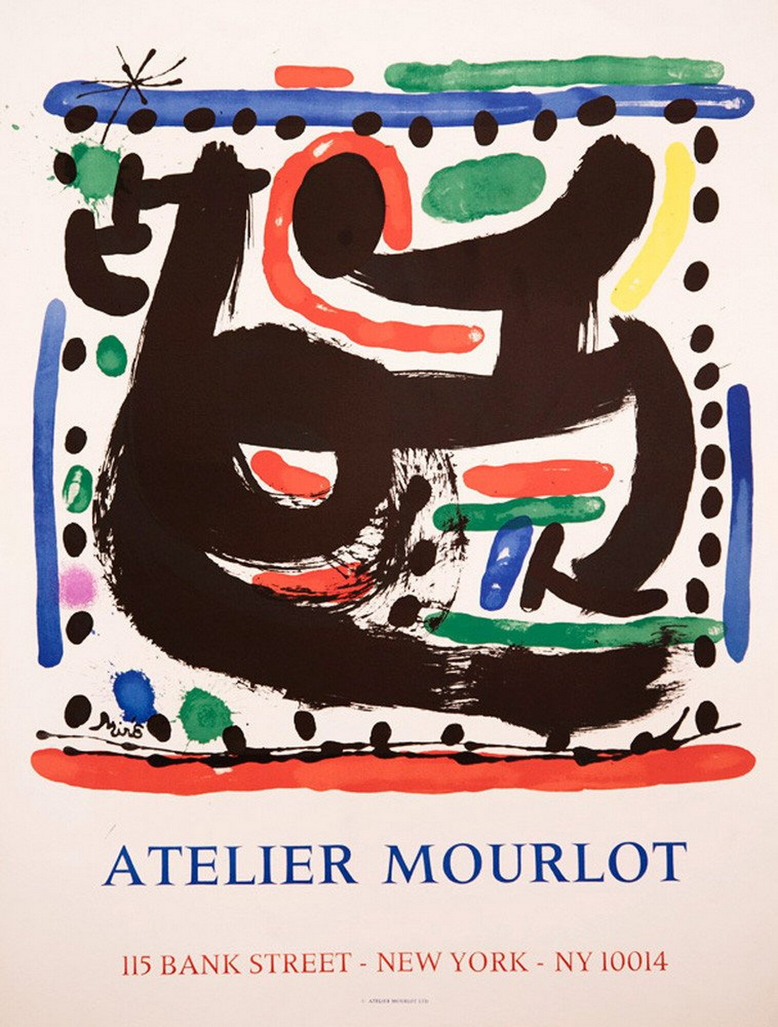 Плакат, постер Абстрактная литография-Жоан Миро на бумаге, размер 21х30см