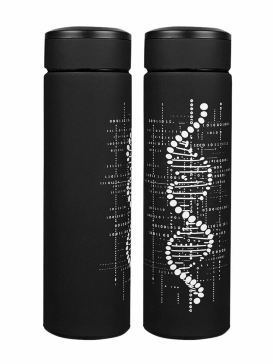 Термос «ДНК. Для учителя, химика, врача, доктора, студента» (черный)