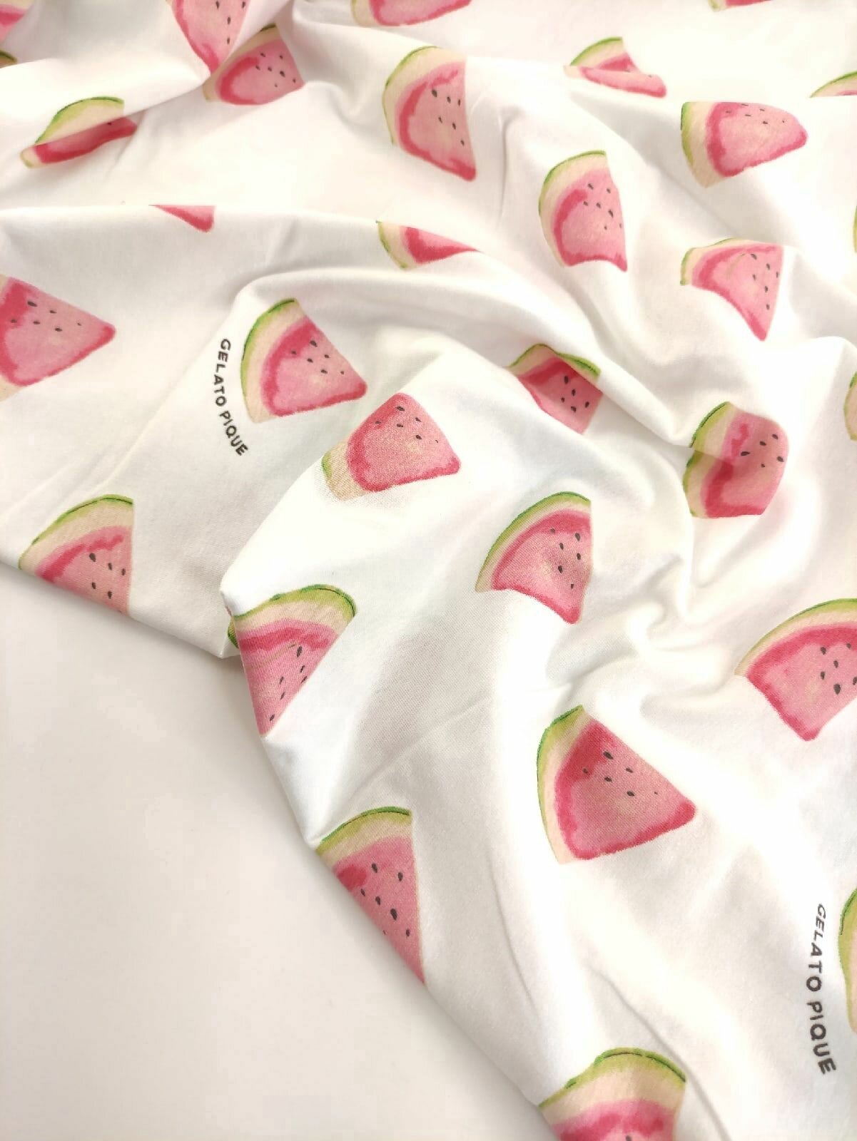 Трикотаж кулирка с лайкрой "Арбузы", длина 1 метр, ширина 180 см