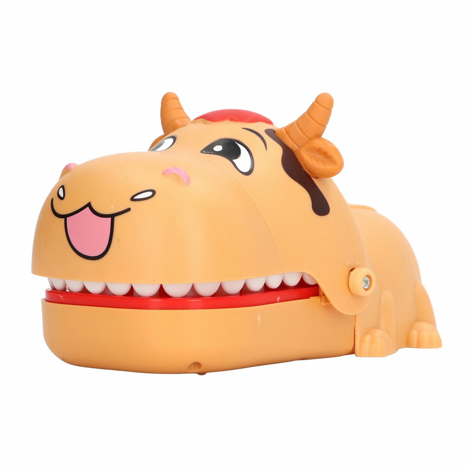 Игрушка в виде коровы для детей, игра с прижатием зубов, интерактивная игрушка для вечеринки, оранжевая