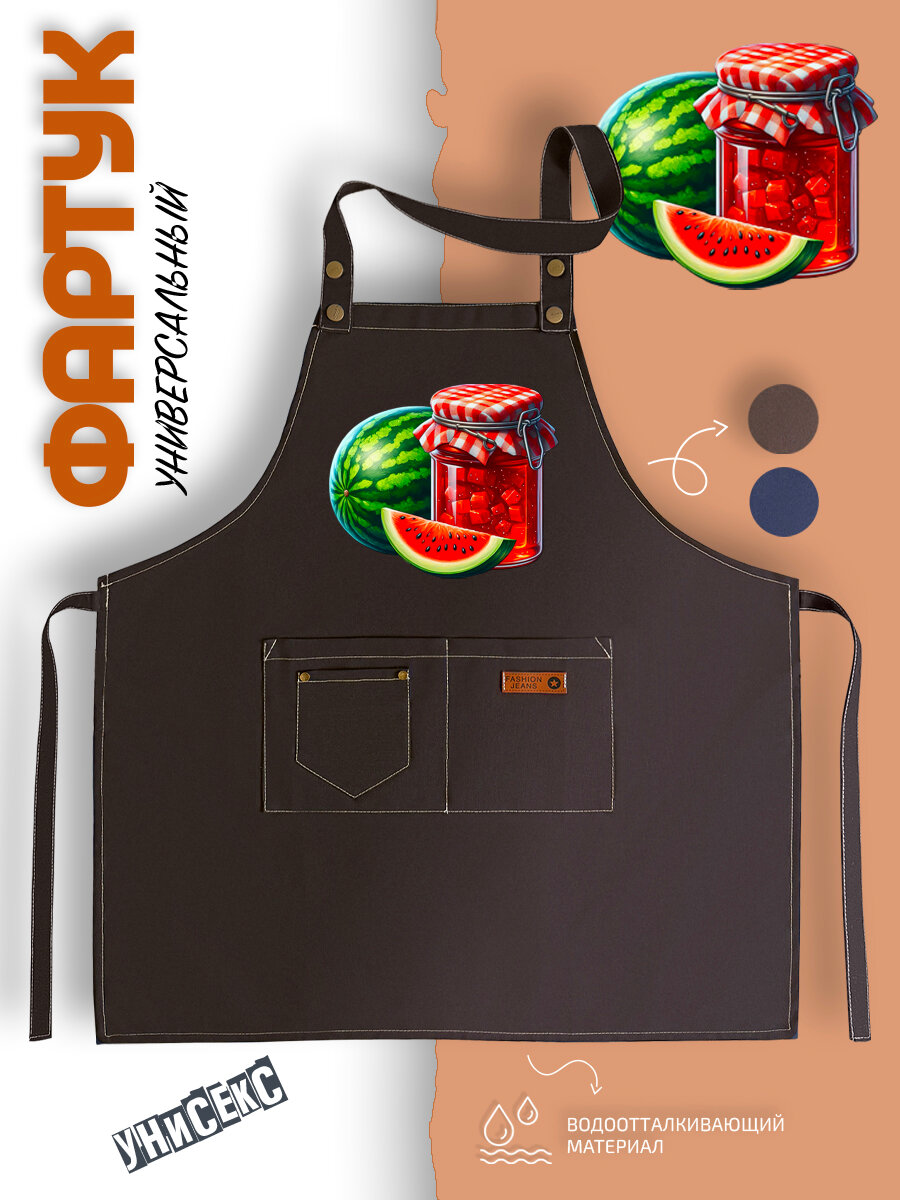 Фартук кухонный с арбузом уневерсальный с принтом поварской для кухни