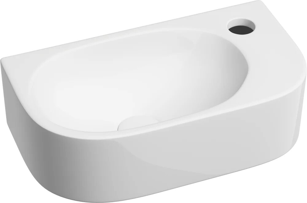 Раковина маленькая в туалет Ceramicanova Element CN6066L 41 мини, подвесная, белая, фарфоровая, полукруглая, 40, 9 см
