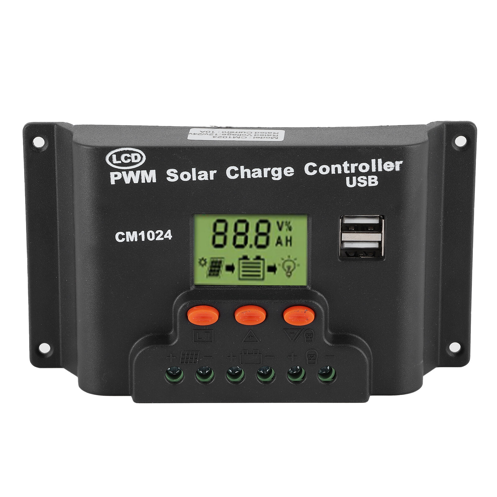 Управление зарядом солнечной батареи с ЖК-экраном 12V/24V, двойной USB-выход, регулятор батареи для дома и бизнеса