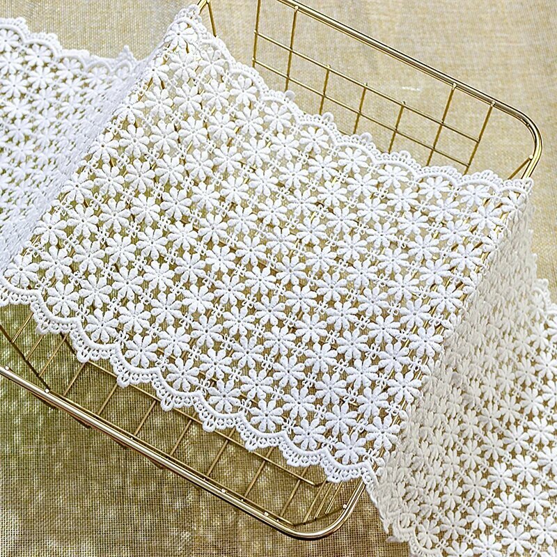 BERECDA Белое/Бежевое хлопковое кружево 20см 3 ярда, 3yards, Белый