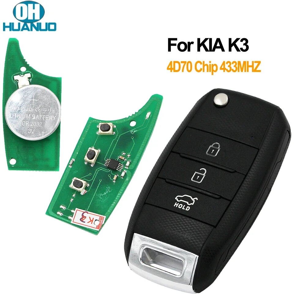 3-кнопочный Выкидной Автомобильный ключ OUHUANUO 433 МГц 4D70 чип для Kia K3 2013 2014 2015 2016 2017 2018 2019