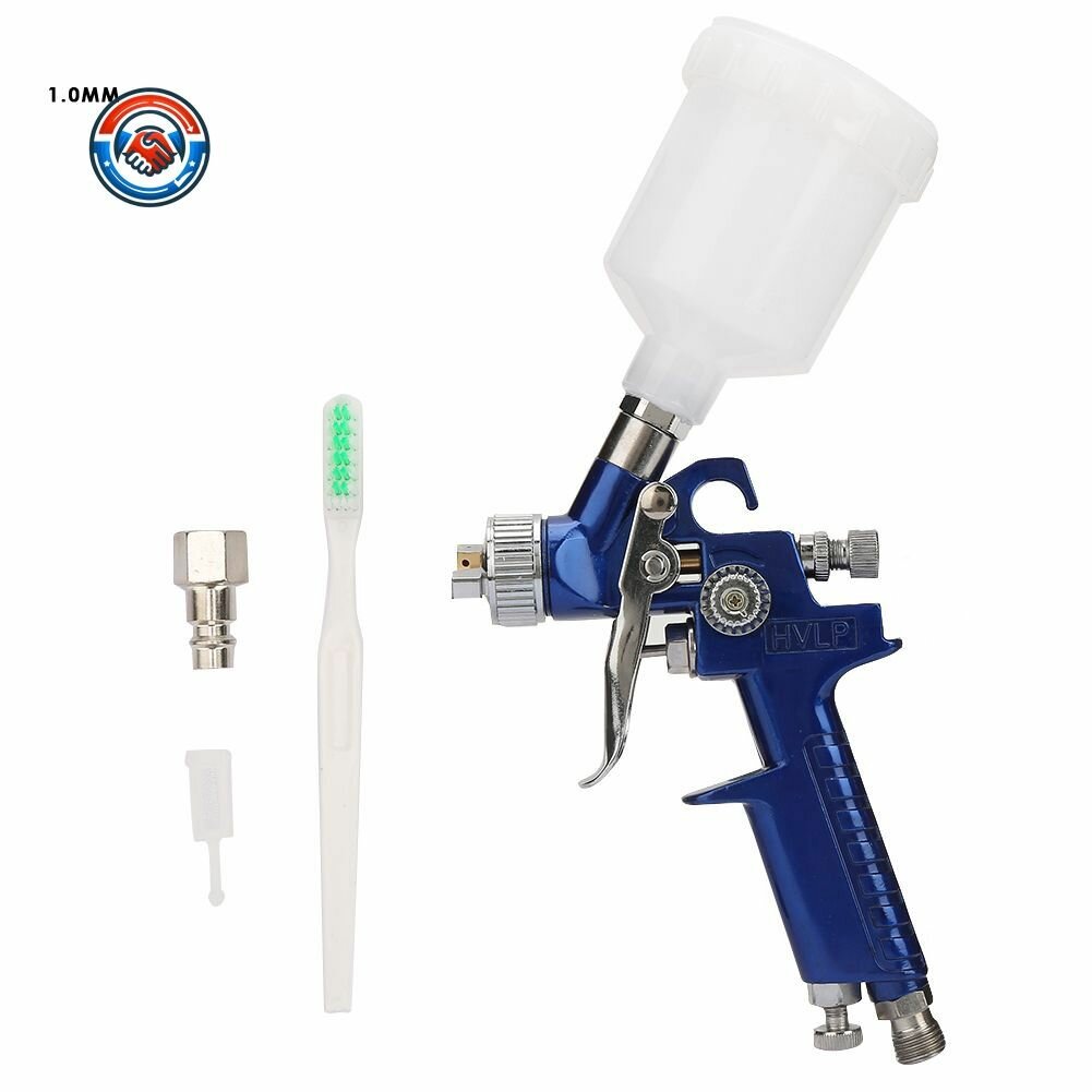 Пневмоаэрограф HVLP, экономичный краскопульт с тремя регуляторами, сопло 0,8/1,0 мм, чашка 125 мл, алюминиевый корпус, гравитационная подача, универсальный инструмент для покраски авто, мебели и творчества