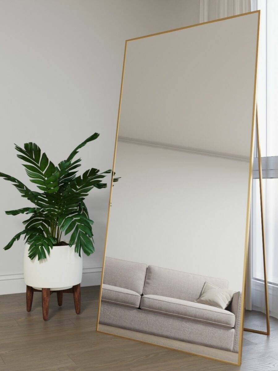 Зеркало настенное 170х80 см. BLX MIRROR интерьерное в алюминиевой раме напольное, Золото