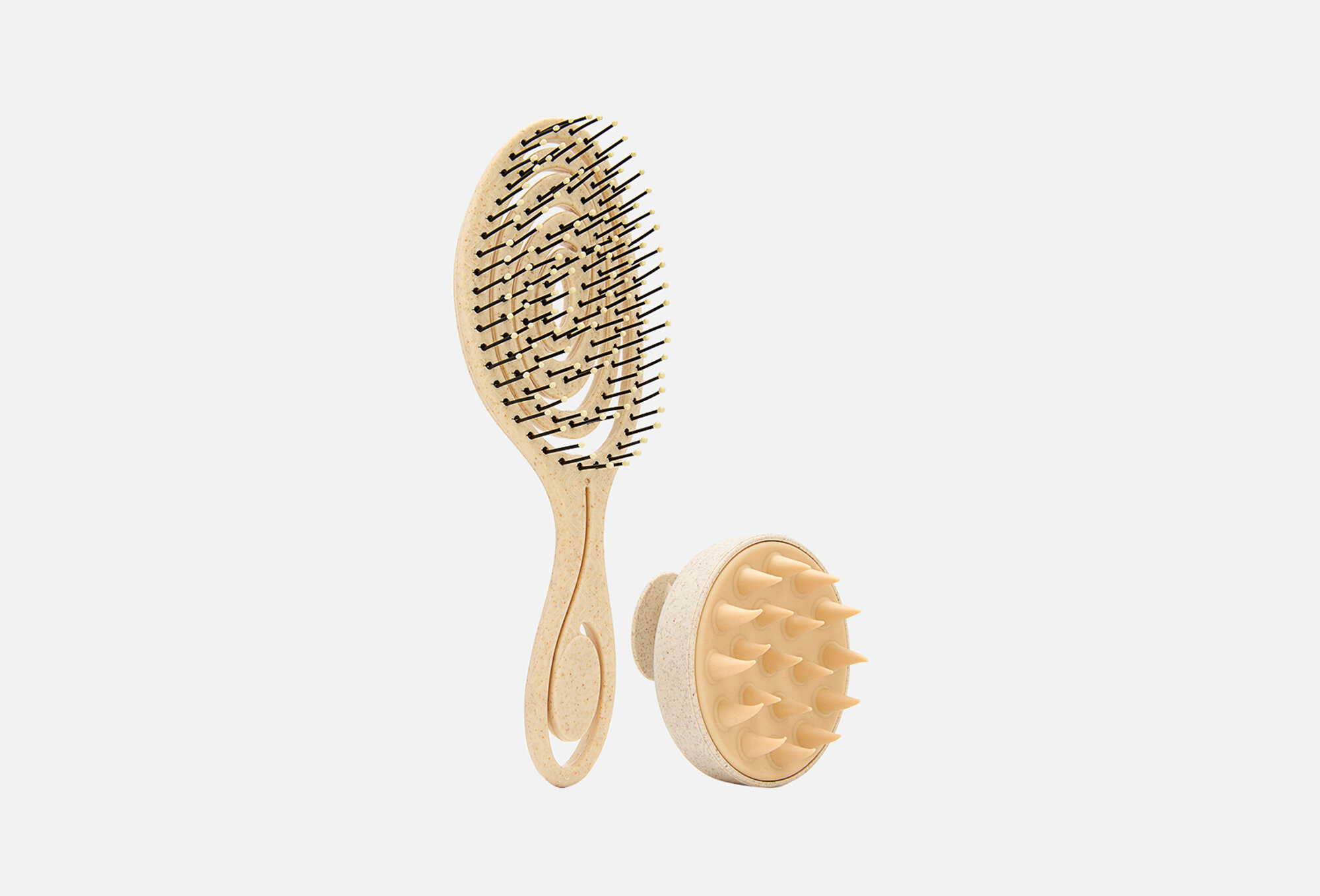 Набор щетка-массажер+расческа CHELAY beige set for gentle hair care