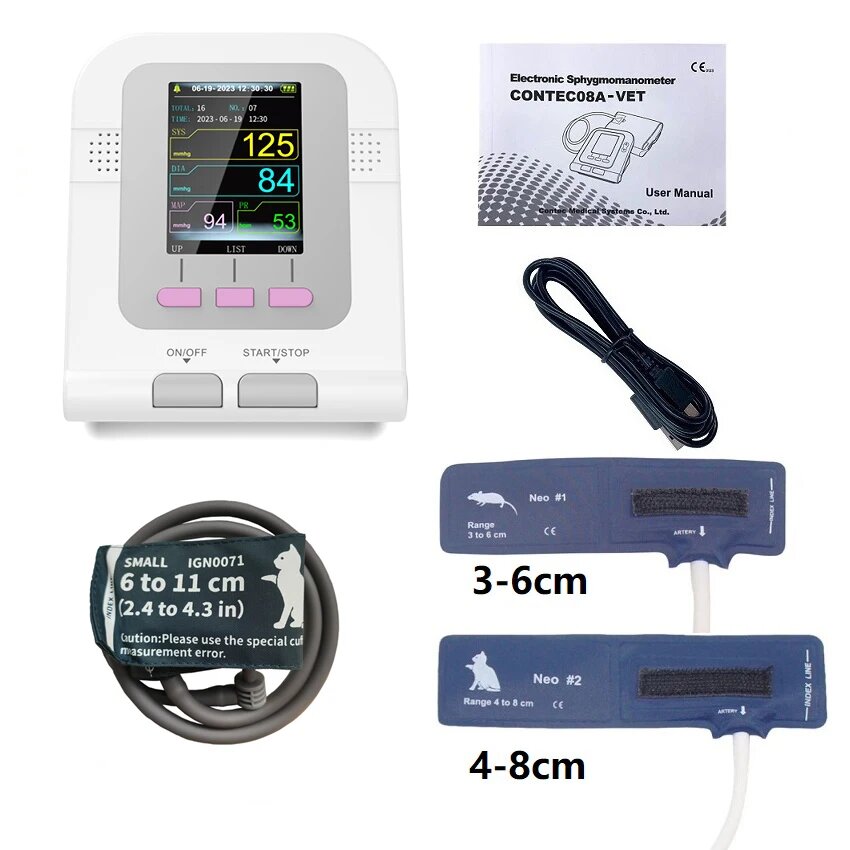 Цифровой ветеринарный тонометр Contec08A with 3 cuffs